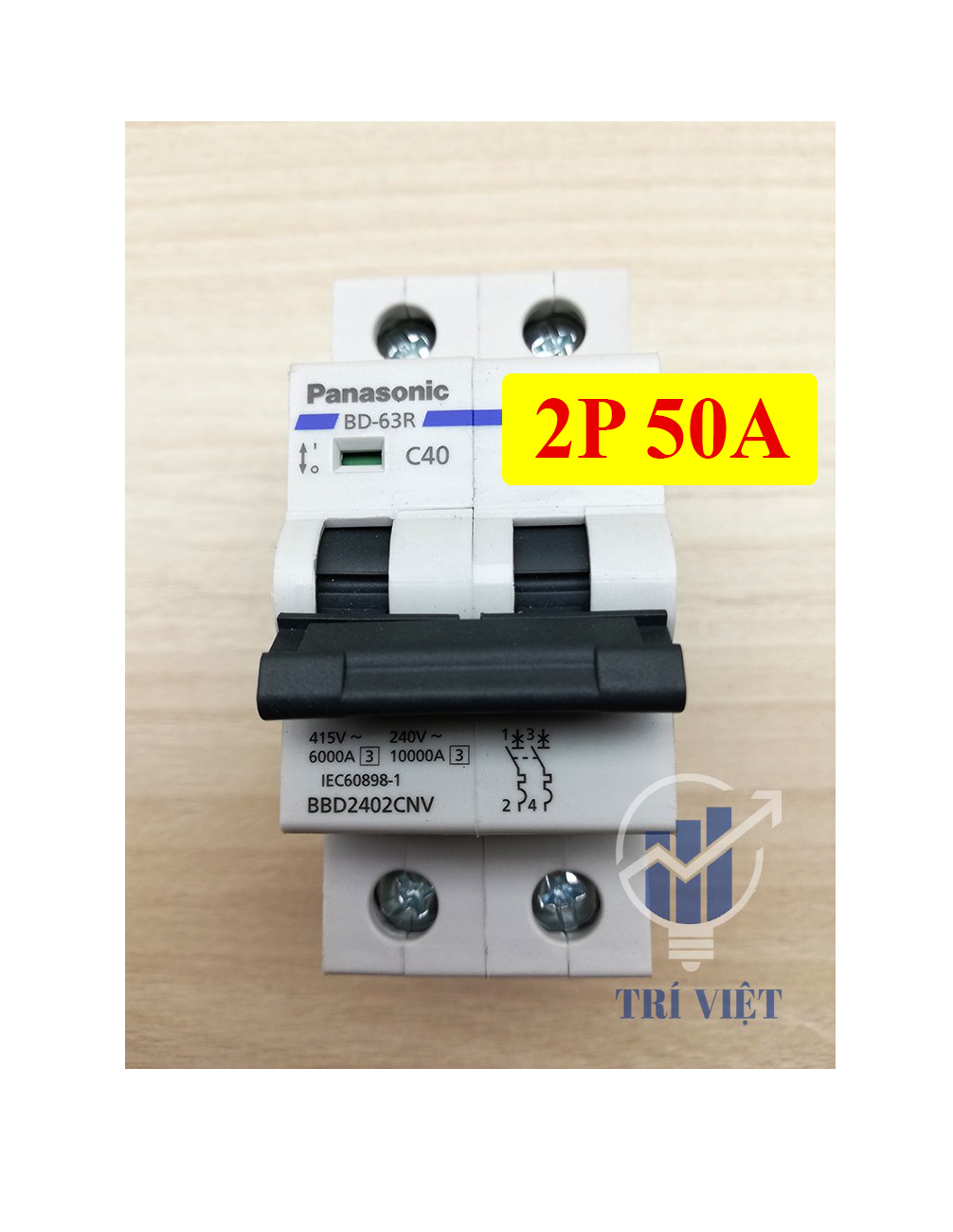 Thiết Bị Đóng Cắt 2 Cực 50A Panasonic MCB-2P-C50 - Thiết Bị Điện Trí Việt